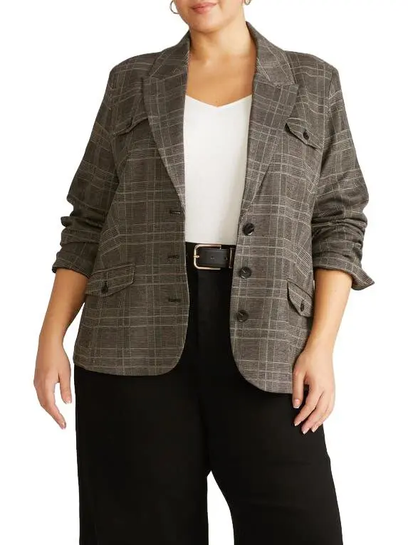 Universal Standard Four Pocket Plaid Blazer - British Beige Plaid