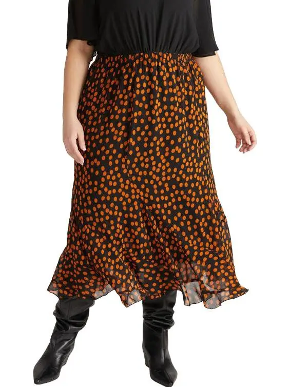 Universal Standard Navarate Maxi Skirt - Black/orange Dot