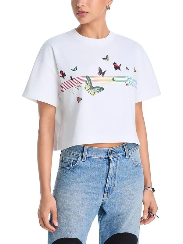 Casablanca Cropped Tee - Butterfly