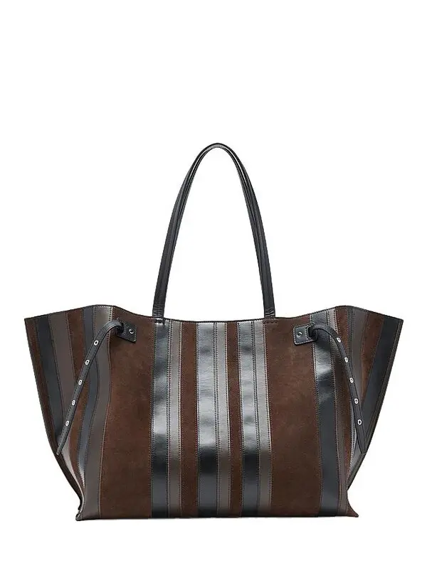 Proenza Schouler Large Striped Leather & Suede Tote Bag - Black/espresso