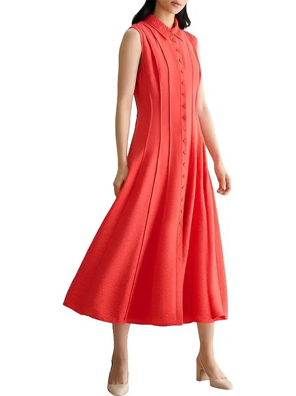 HOBBS LONDON Burghley Pleated Dress - Calendula Red