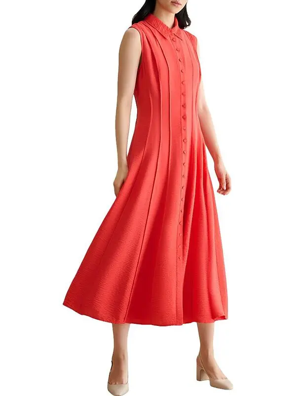 HOBBS LONDON Petite Burghley Pleated Dress - Calendula Red