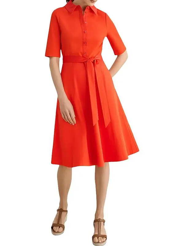 HOBBS LONDON Loretta Shirt Dress - Tomato Red