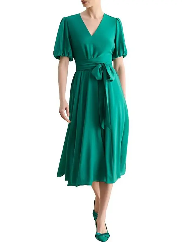 HOBBS LONDON Barrington Belted Midi Dress - Meadow Green