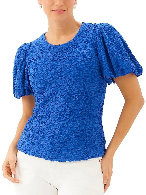 Karen Kane Puff Sleeve Textured Top - French Blue