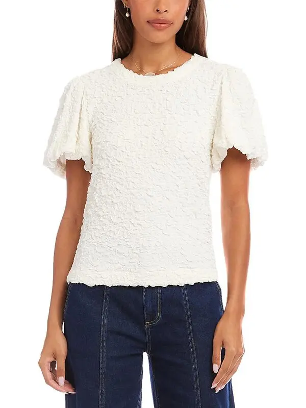 Karen Kane Puff Sleeve Textured Top - Off White