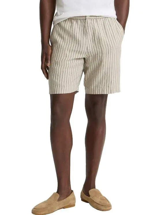 Vince Ballstone Stripe Hemp Drawstring Shorts - Parchment/coastal Stripes