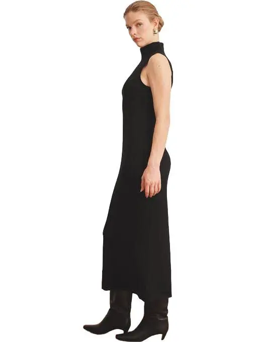 Naadam Sleeveless Cashmere Turtleneck Dress - Black
