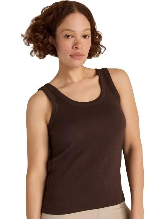 HAVEN WELL WITHIN Organic Cotton Scoop Neck Tank - Coffee Bean