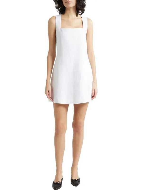 Posse Alice Square Neck Linen Minidress - Ivory