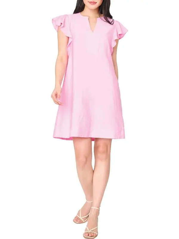 GIBSONLOOK Flutter Sleeve Notch Neck Shift Dress - Lilac