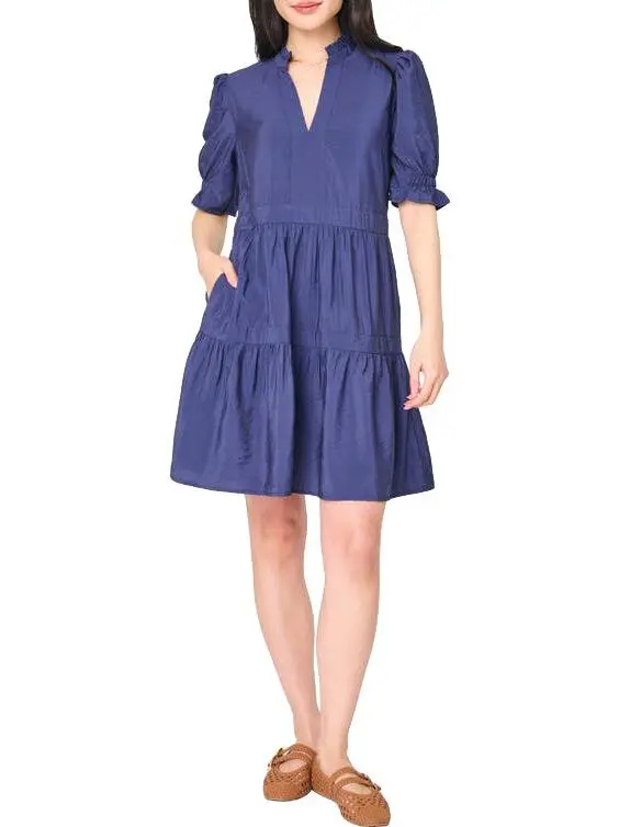 GIBSONLOOK Tiered Ruffle Dress - Navy