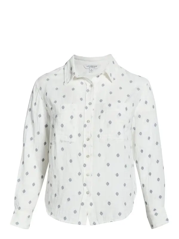 LIVERPOOL Embroidered Cotton Button-up Shirt - Off White