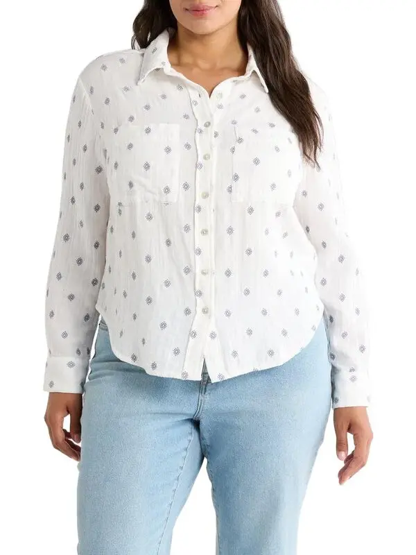 LIVERPOOL Embroidered Cotton Button-up Shirt - Off White