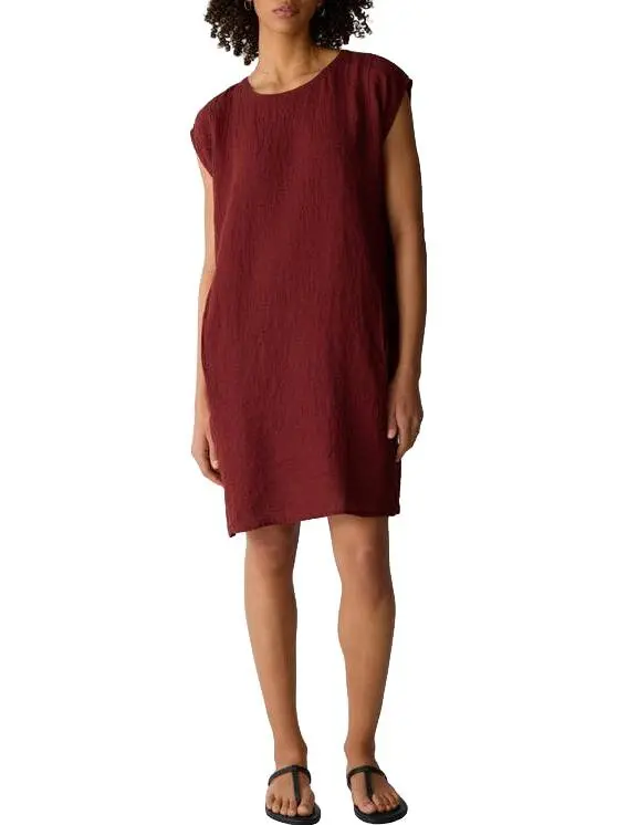 Eileen Fisher Linen Shift Dress - Sun Dried Tomato
