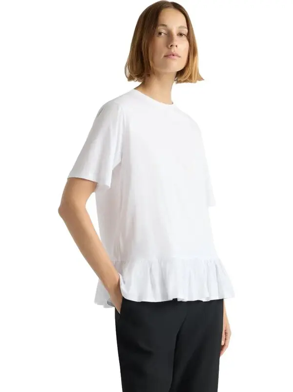Modern Citizen Leonie Organic Cotton Ruffled Tunic Tee - White