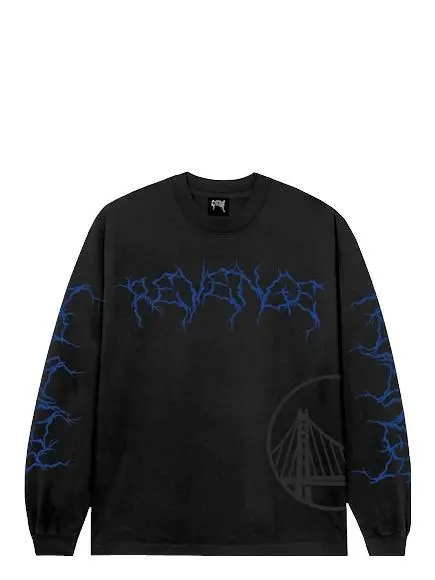 REVENGE Golden State Warriors Lightning Logo Long Sleeve Tee Shirt - Black