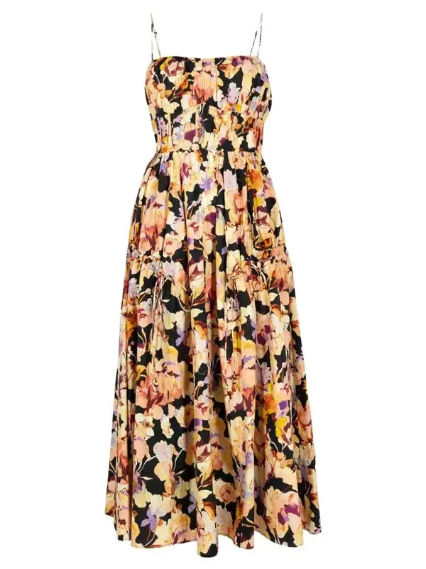 Ulla Johnson Vidri Cami Floral Midi Dress - Black