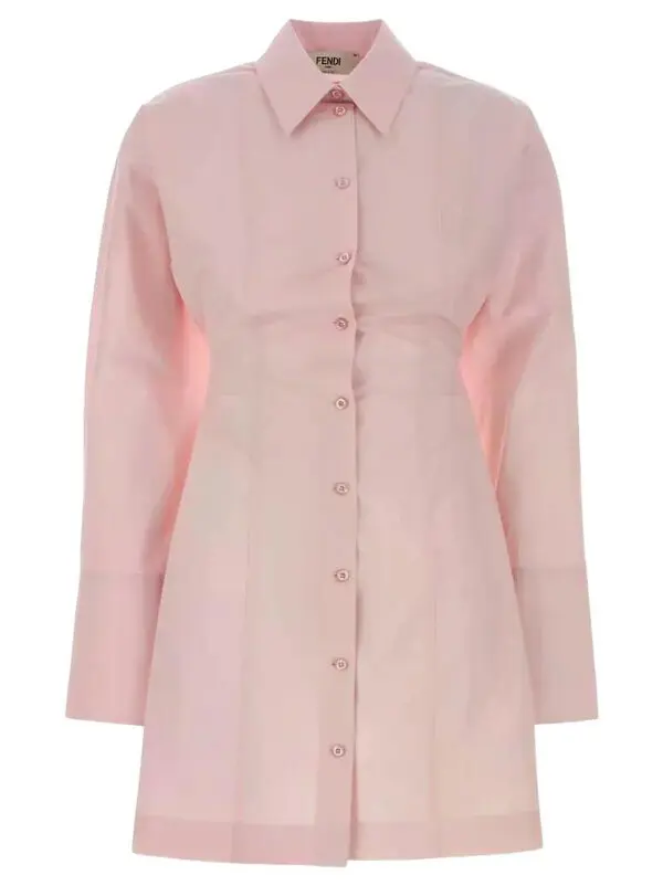 Fendi Panelled Poplin Shirt Dress - Pink