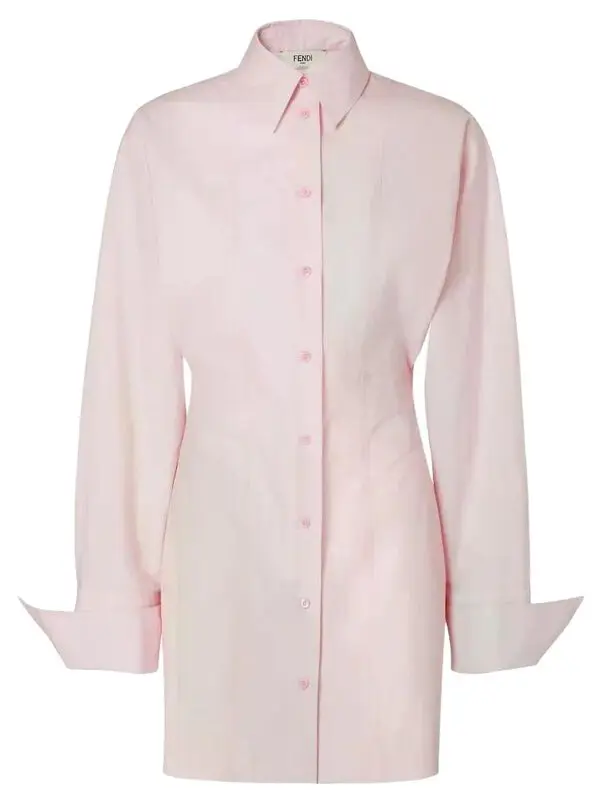 Fendi Panelled Poplin Shirt Dress - Pink