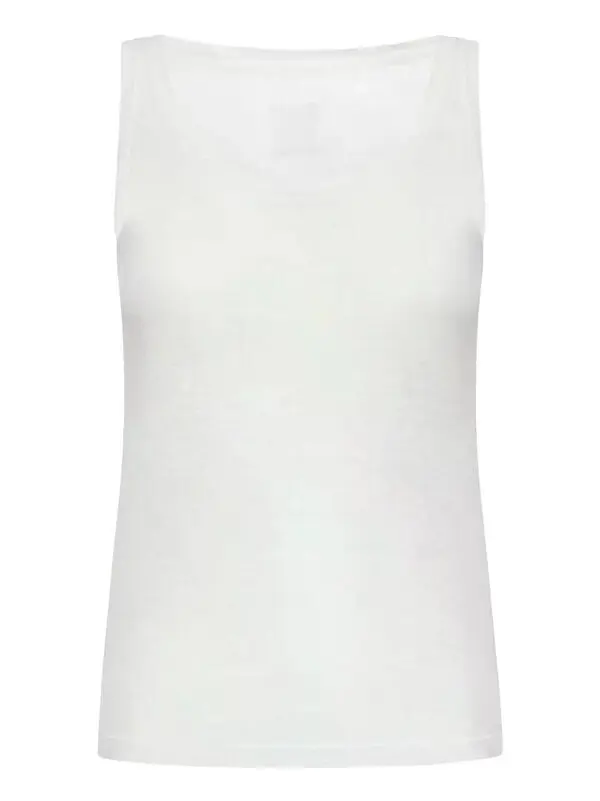 120% Lino Scoop-neck Sleeveless Top - White
