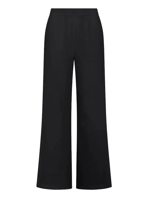120% Lino Wide-leg Linen Trousers - Black