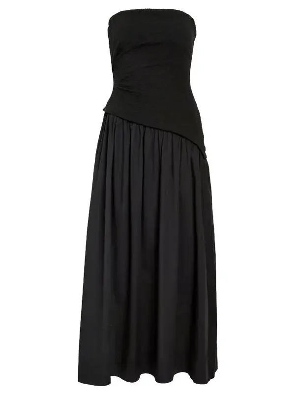 Staud Nia Panelled Asymmetric Dress - Black