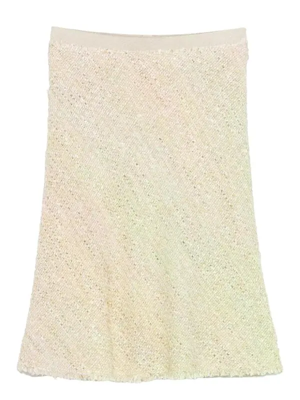 LUISA CERANO Frayed-hem Mini Skirt - Neutrals