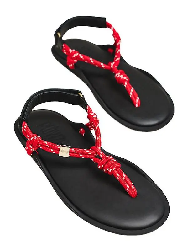 Flowze Knotted Rope Flat Sandals - Red