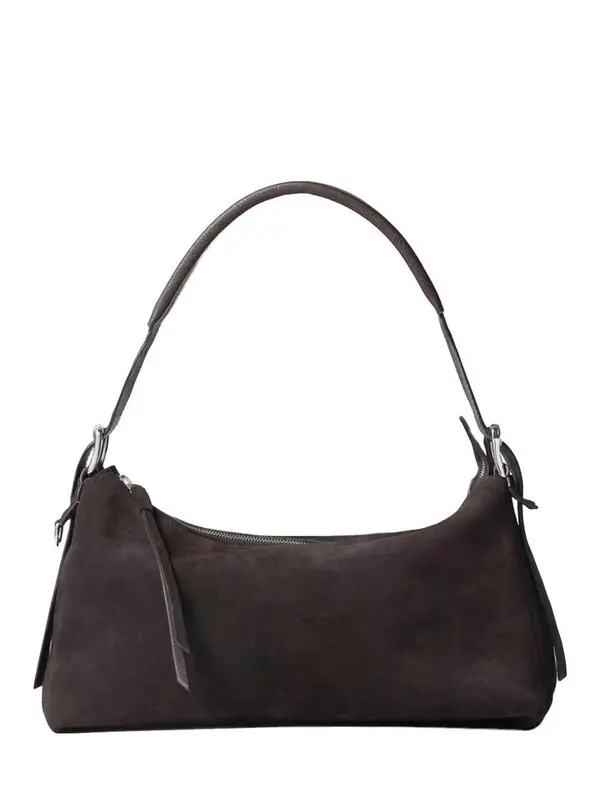 LEMAIRE Belted Suede Shoulder Bag - Brown