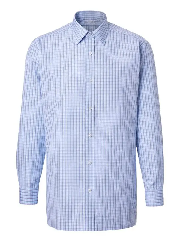 Charvet Checked Cotton Poplin Shirt - Blue