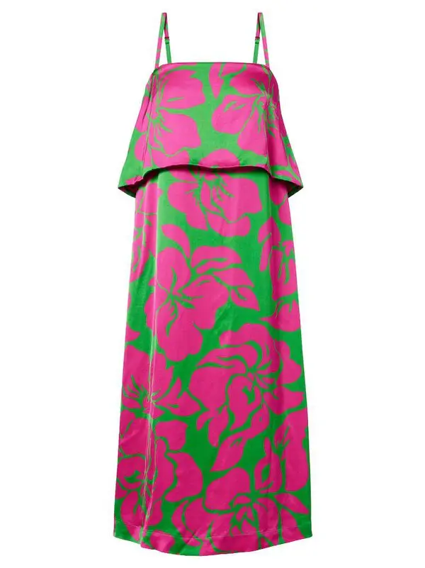 Dries Van Noten Floral Satin Midi Dress - Multicoloured