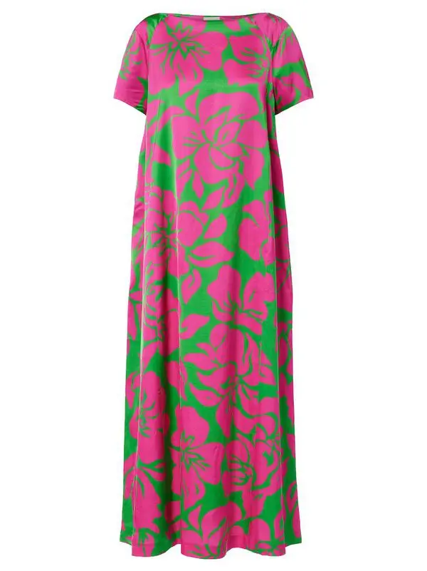Dries Van Noten Floral Satin Midi Dress - Multicoloured