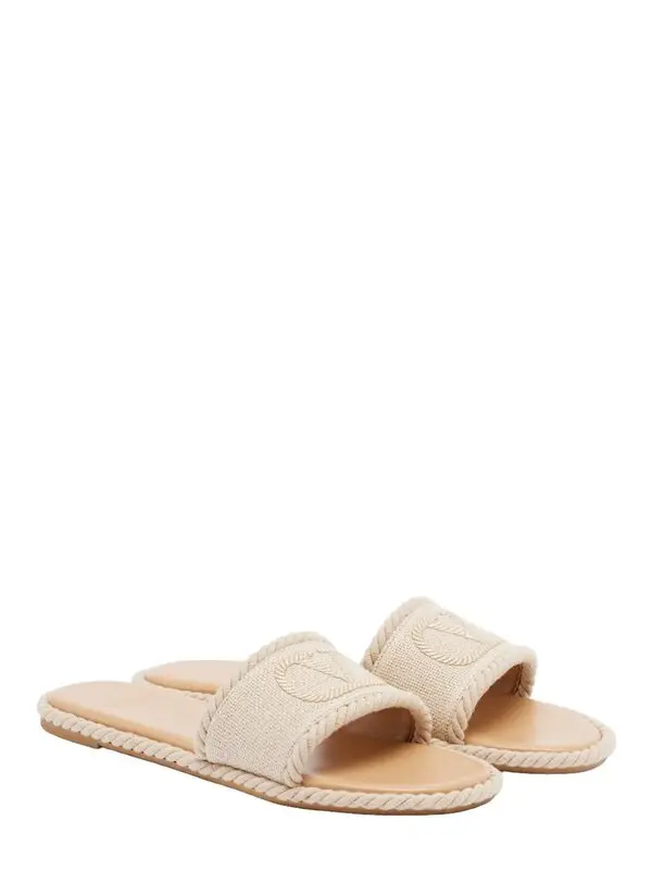 Valentino Garavani Vlogo Torchon Slides - Beige