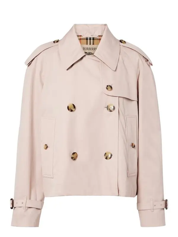 Burberry Cropped Cotton Gabardine Trench Coat - Pink