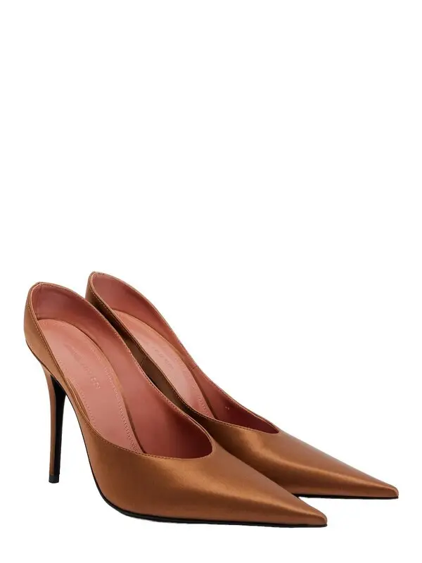 Amina Muaddi Anok Satin Mules - Brown