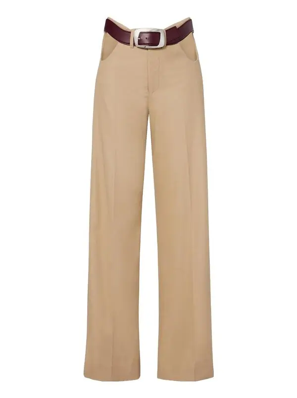 JEAN PAUL GAULTIER Cutout Wide-leg Pants - Beige