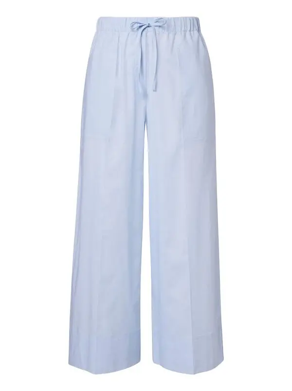 TOTEME Cotton And Linen Wide-leg Pants - Blue