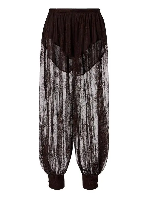 BANANHOT Kendall Lace Balloon Pants - Brown
