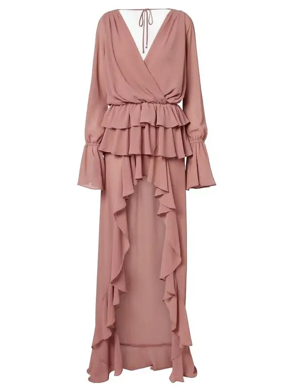 BANANHOT Giselle Asymmetric Tiered Maxi Dress - Pink