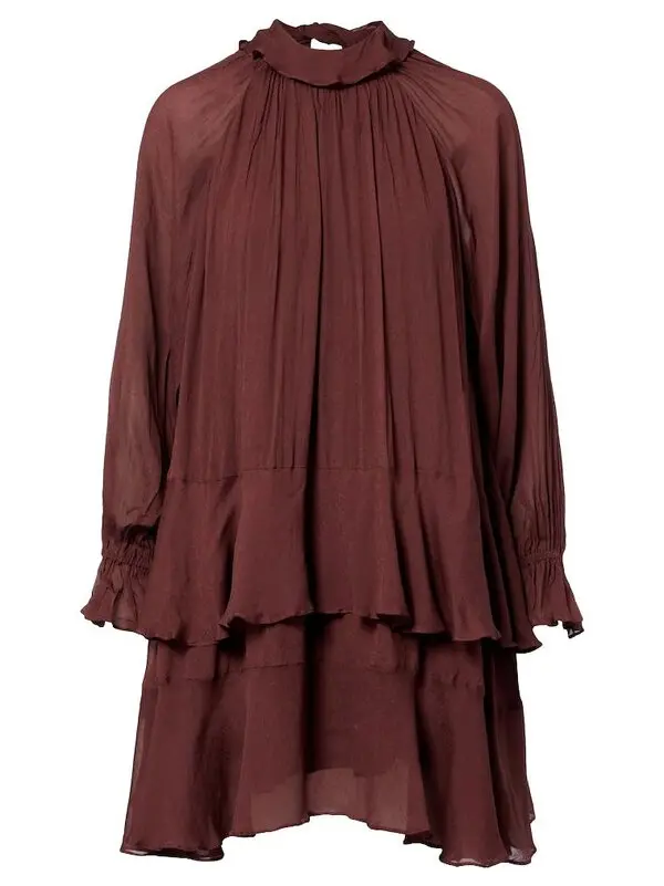 Poupette St Barth Dina Ruffled Minidress - Brown