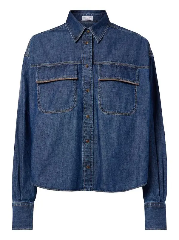 Brunello Cucinelli Monili Denim Shirt Jacket - Blue