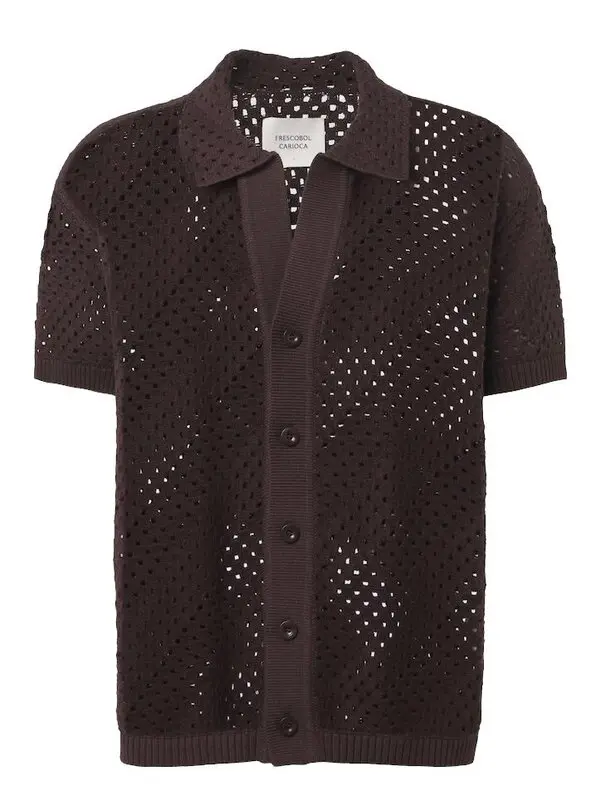 Frescobol Carioca Pinto Crochet Cotton Shirt - Brown