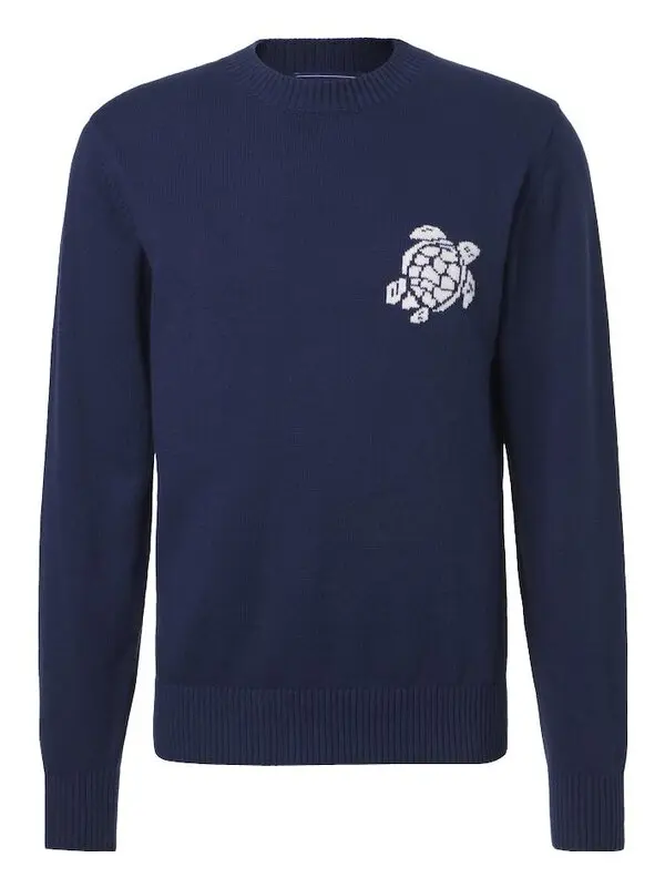 Vilebrequin Jacquard Cotton And Cashmere Sweater - Blue