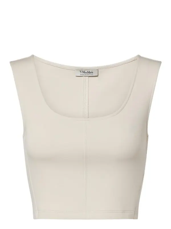 Max Mara Dire Cotton-blend Jersey Crop Top - White