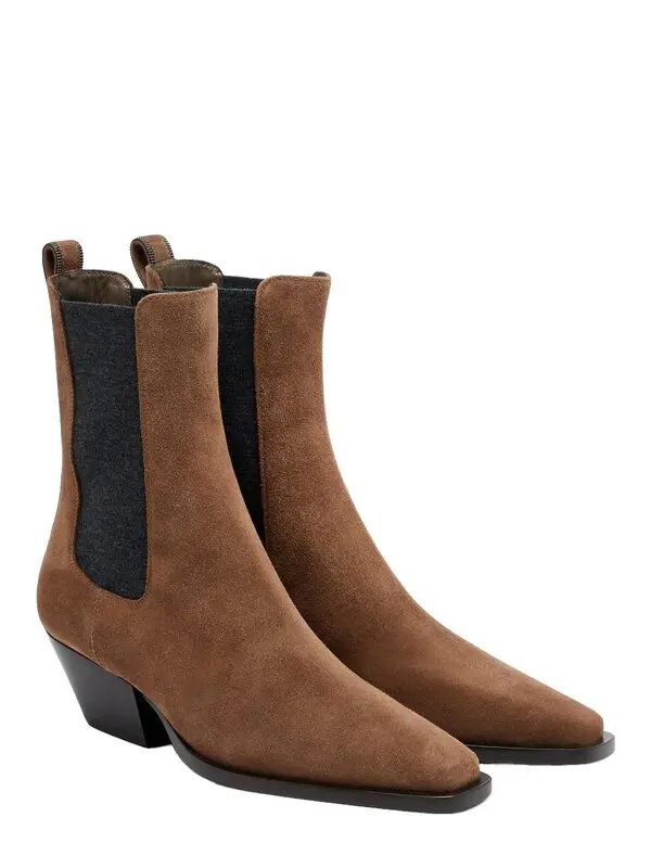 Brunello Cucinelli Monili Suede Chelsea Boots - Brown