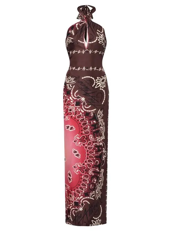 Attico Printed Silk Maxi Dress - Multicoloured