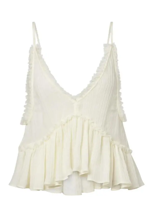 Attico Ruffled Cotton Camisole - White