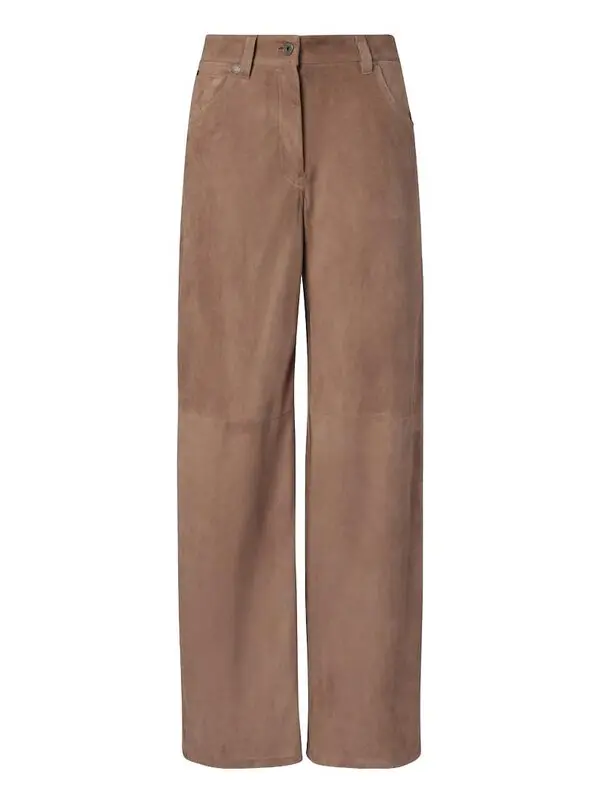Brunello Cucinelli Suede Wide-leg Pants - Beige