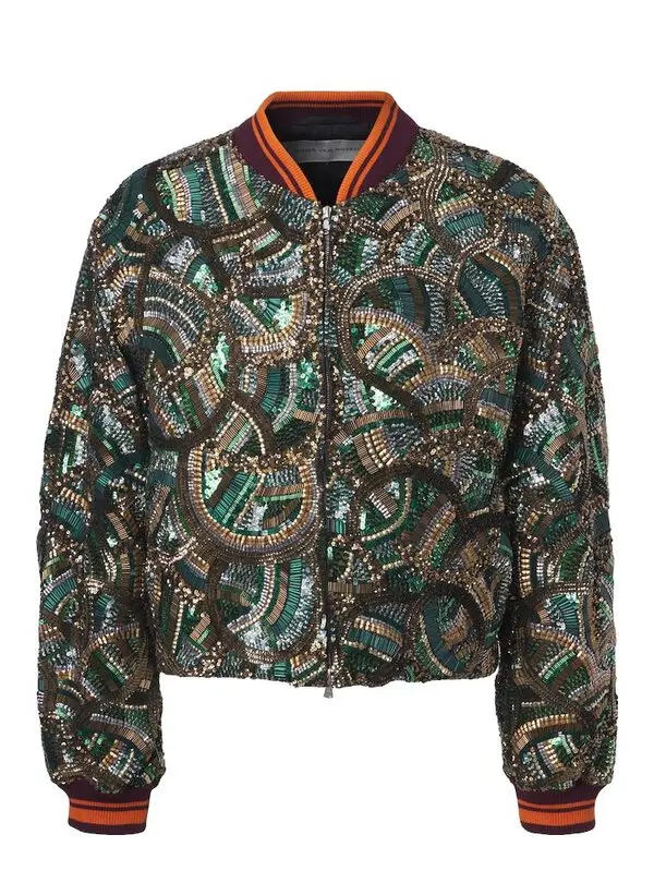 Dries Van Noten Embellished Bomber Jacket - Green